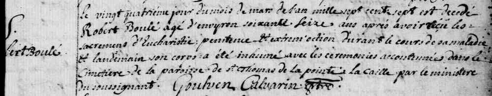Baptism Robert BOULET (BOULAY) (18 May 1631 - 24 March 1707 ...