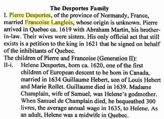 Françoise LANGLOIS (1599-1632) Généalogie Québec | GREENERPASTURE
