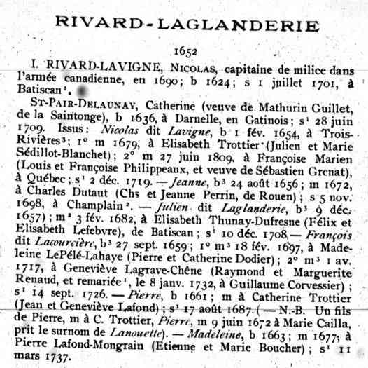 Biography Nicolas RIVARD dit LAVIGNE (16 June 1617 - 1 July 1701 ...