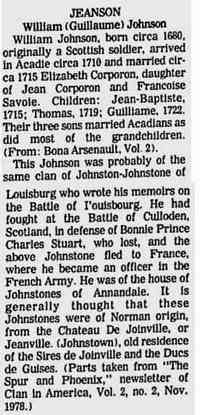 William (Guillaume) JOHNSON dit JEANSON Ancestry Family Tree (1680-1732 ...